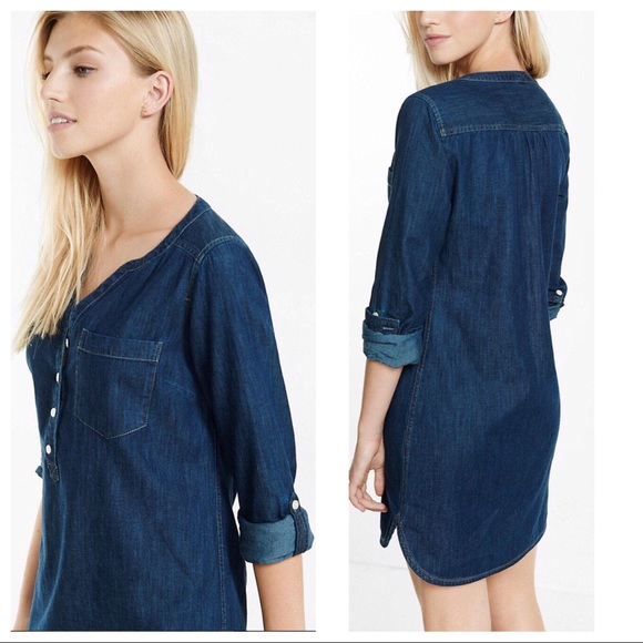 Express | Dresses | Express Dark Denim Popover Shirt Dress | Poshmark